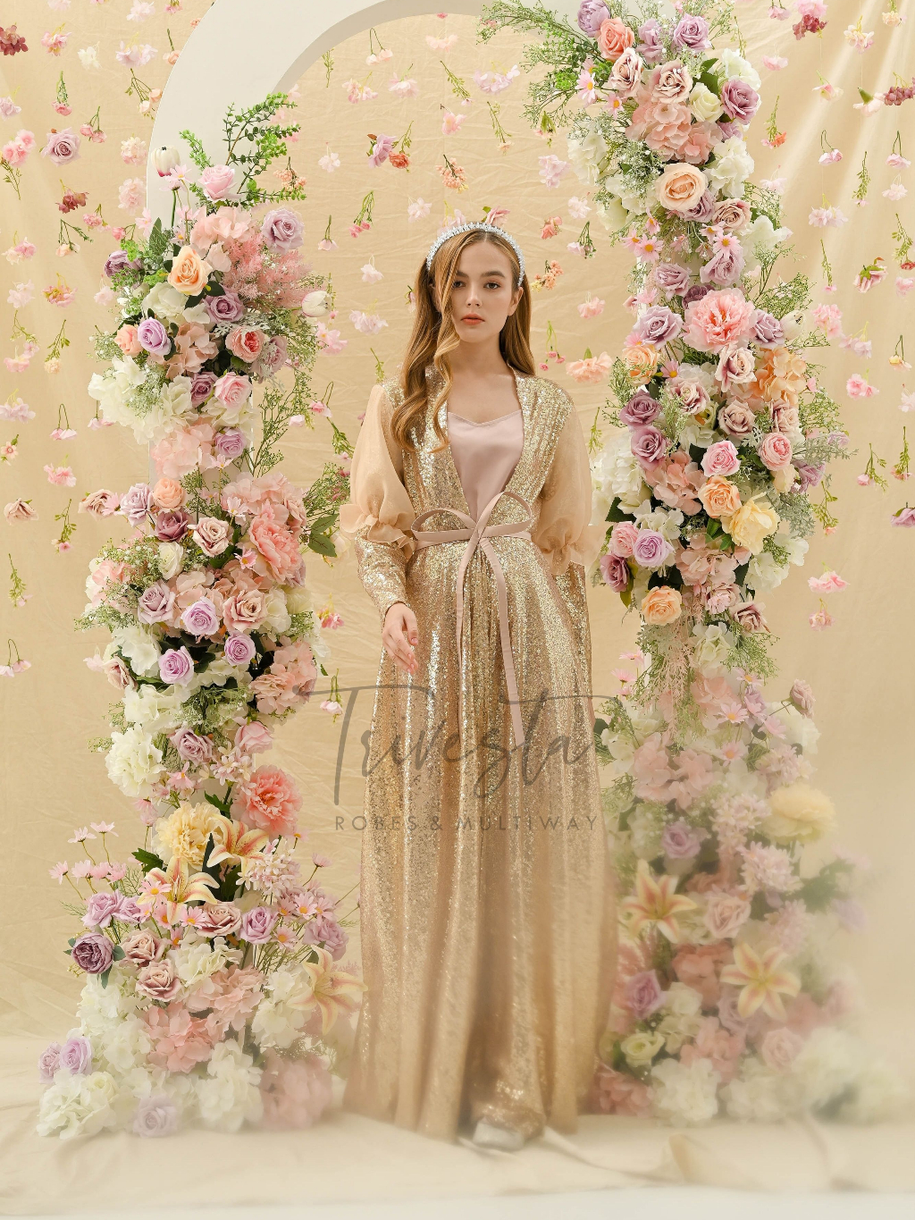Jual Trivesta Robes - Fleur Sequins Gold Robe - Enchanted Collection ...