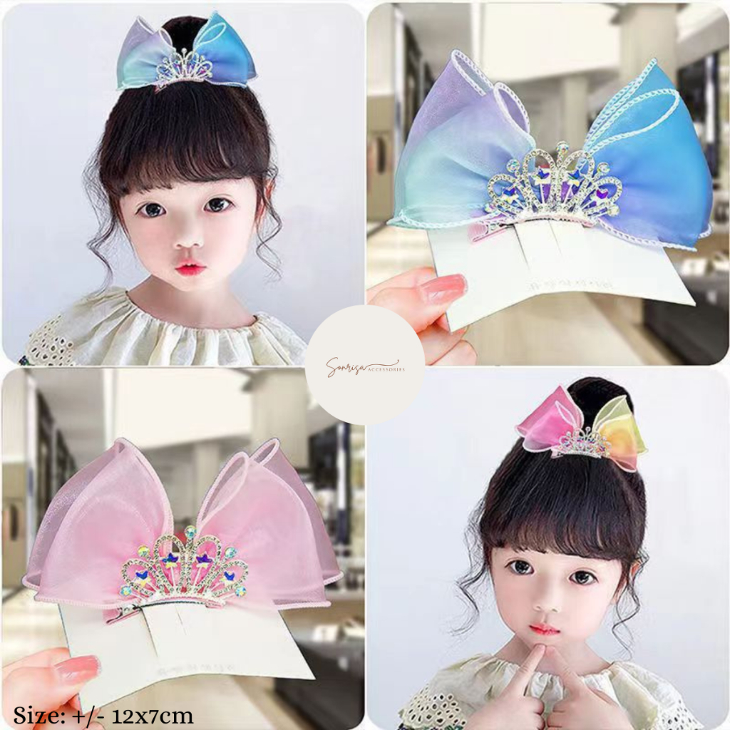Jual Jepitan Rambut Anak Pita Mahkota Gradasi / Hair Clip Crown Lucu ...