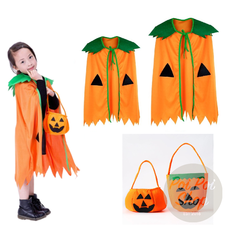 Jual Kostum Set Jubah Labu Pumpkin Lucu Cosplay Halloween Anak dan ...