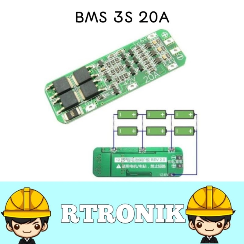 Jual BMS 3S 12V 20A Module Charger Li-ion Lithium Battery 18650 | Shopee Indonesia