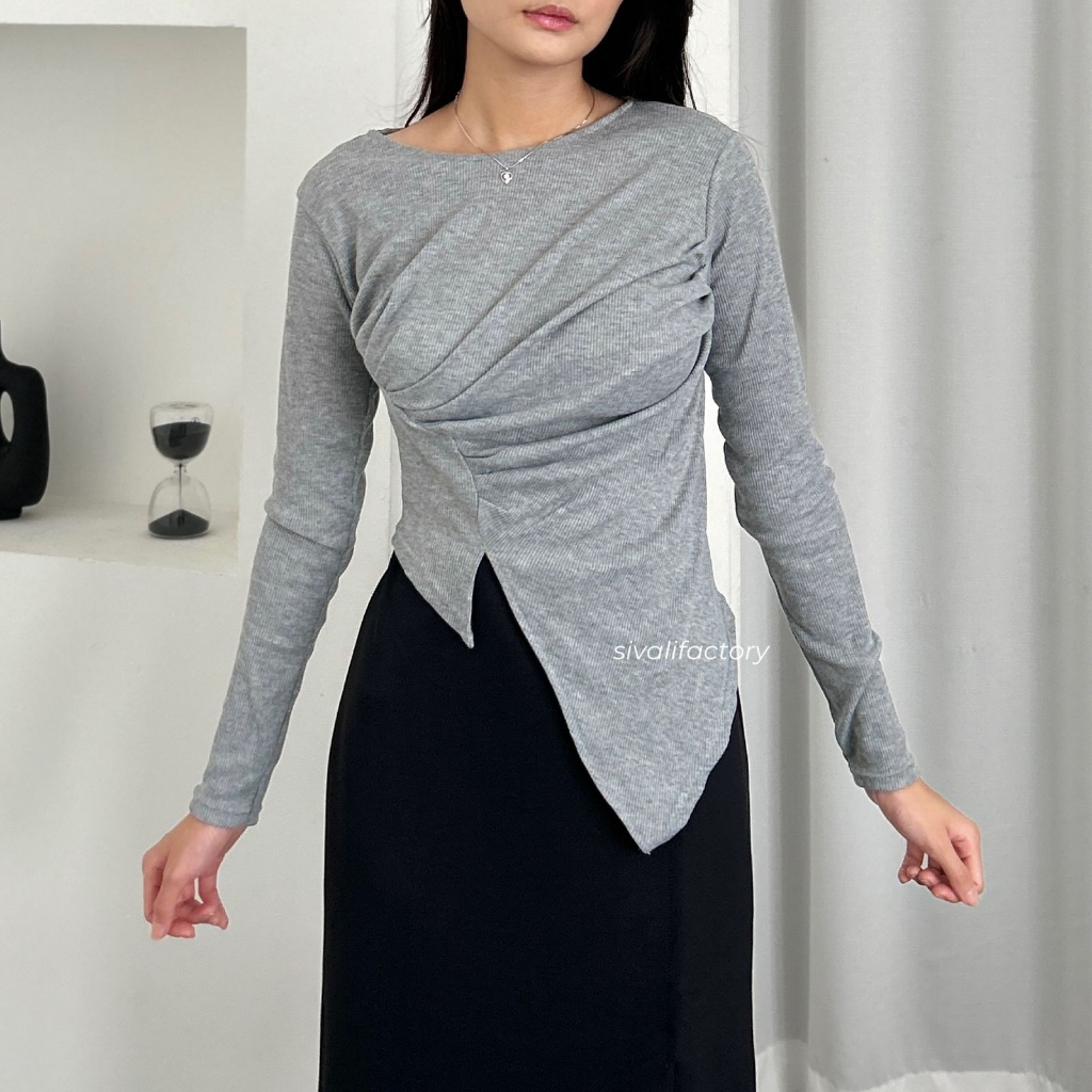 Jual SIVALI Zia Knit Top | Atasan Knit Wanita - Korean Top - Baju Knit Wanita Lengan Panjang ...