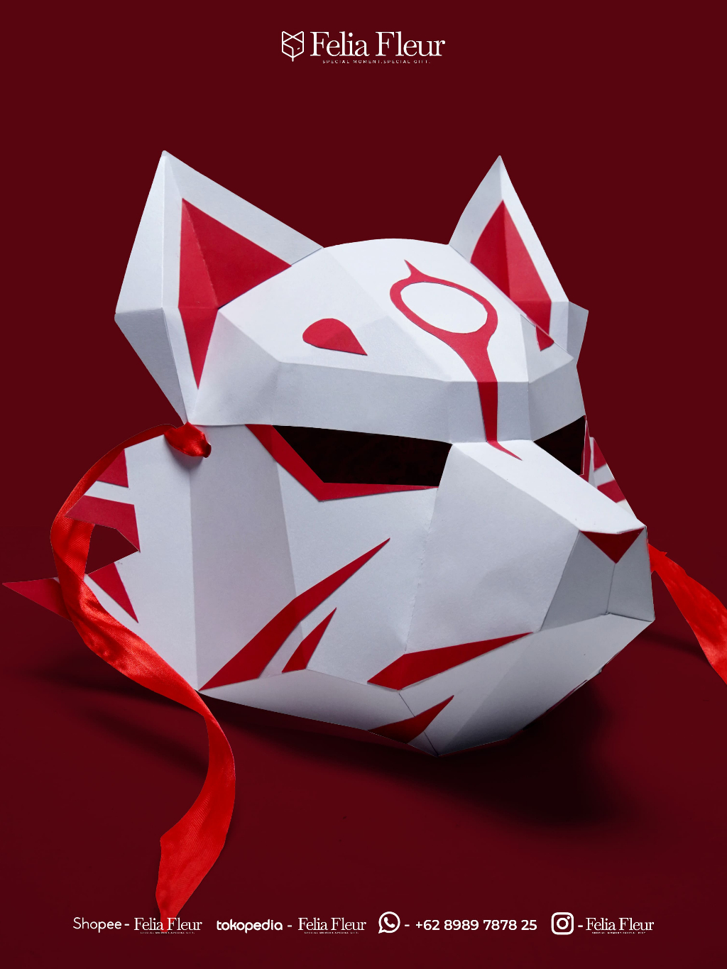 Jual Papercraft Topeng Kitsune Japanese Fox Rubah Jepang Half Mask ...
