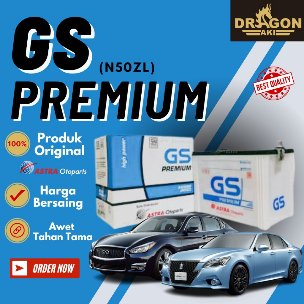 Jual AKI MOBIL GS PREMIUM N50ZL 60AH/12V (MPV,SUV,SEDAN,DLL) | Shopee Indonesia