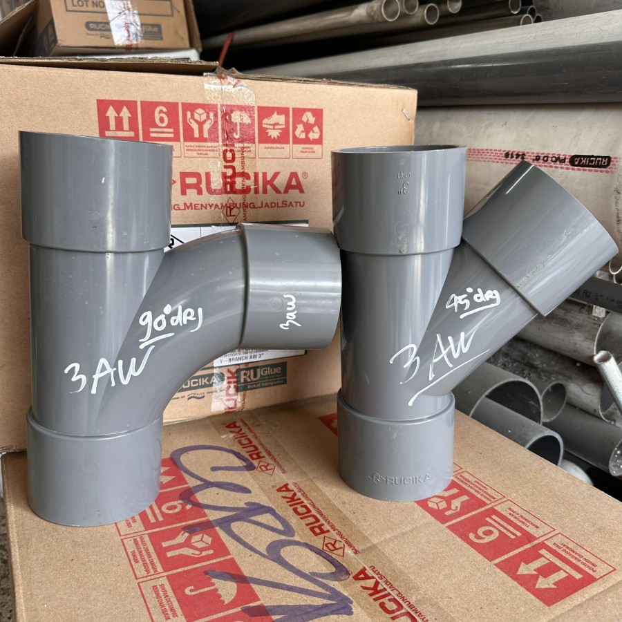 Jual RUCIKA TEE Y 3" INCH AW Y BRANCH LARGE RADIUS T WAY 45 90 DERAJAT TS | Shopee Indonesia