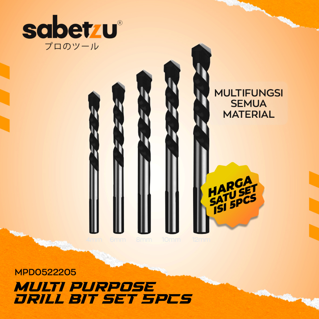 Jual SABETZU Mata Bor Multi Fungsi 4mm 6mm 8mm 10mm 12mm Set Isi 5 Pcs ...