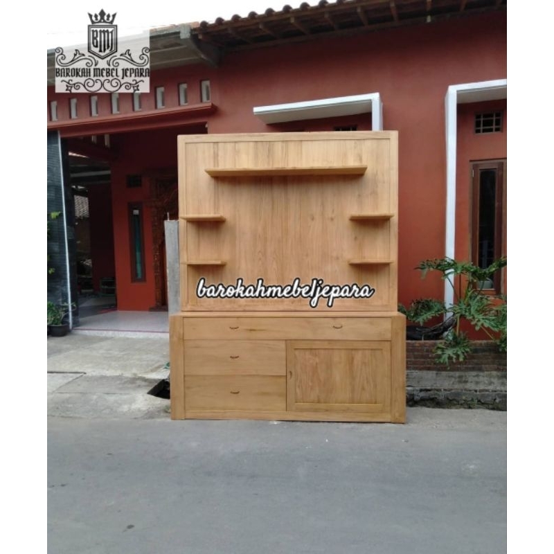 Jual Backdrop TV kayu jati minimalis 180 x 200cm | Shopee Indonesia