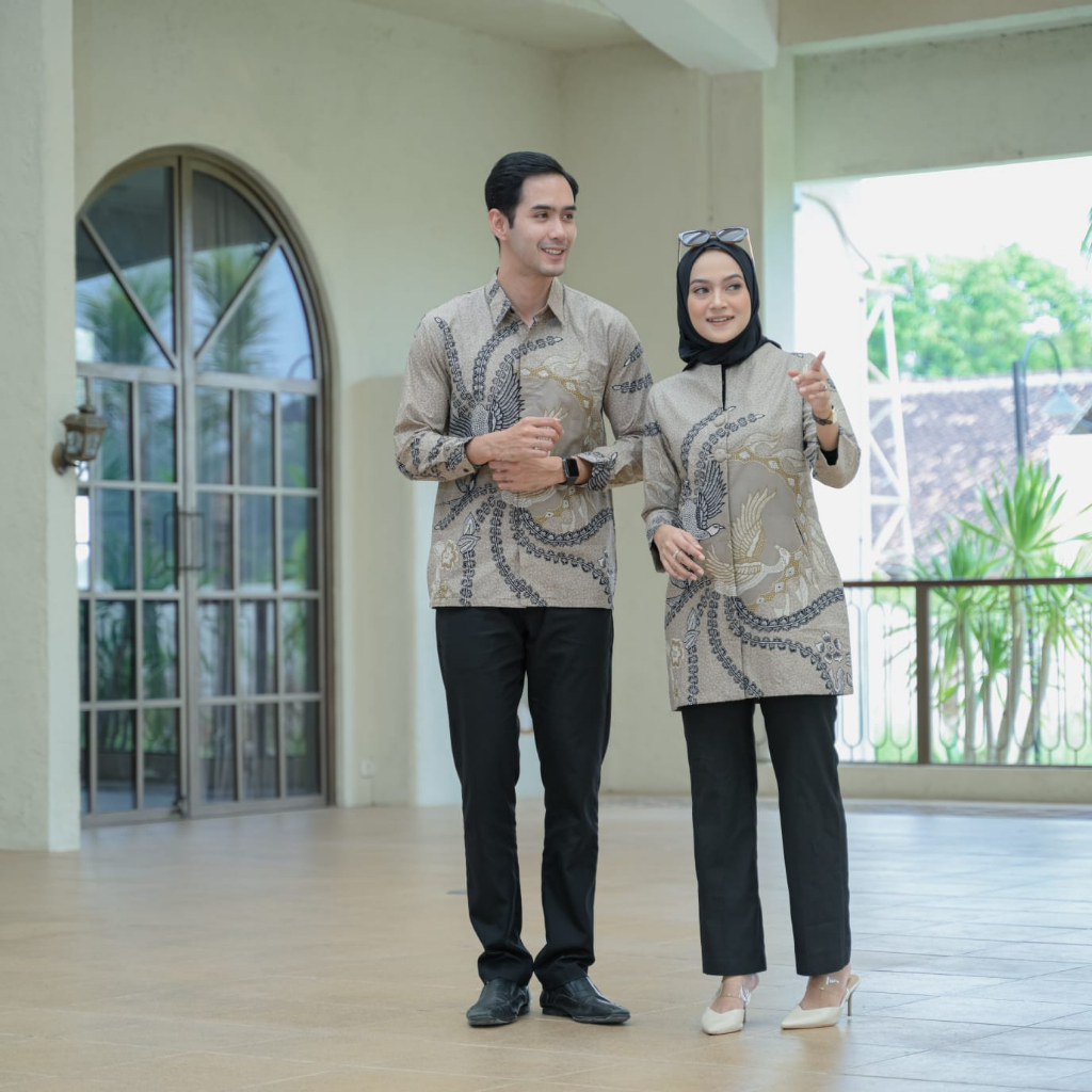 Jual Kemeja Batik Couple | Kemeja Batik Premium | Atasan Batik Couple Ruflle | Kemeja Batik ...