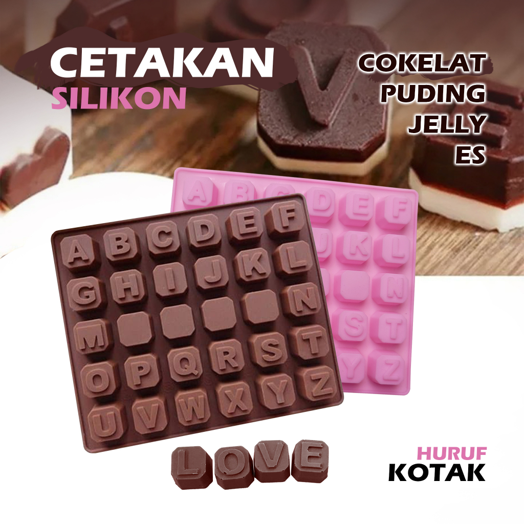 Jual Cetakan Silikon Puding Coklat Silikon 30 Grid Huruf Bentuk ...