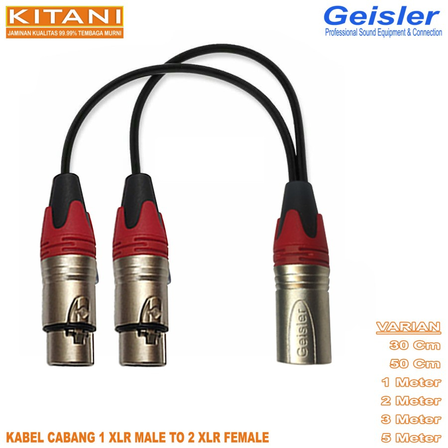 Jual Kabel Cabang / Kabel Audio 1 XLR Male to 2 XLR Female Geisler ...
