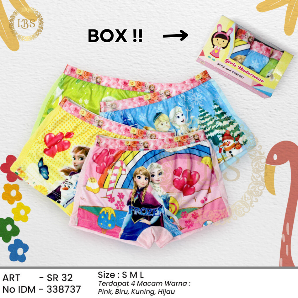 Jual (4Pcs) BOX CELANA DALAM ANAK CEWE/GIRLS LUCU KARTUN CD SR-32 CD ...