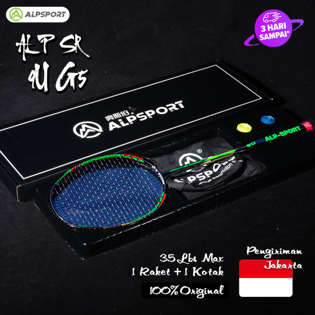 Jual ALPSPORT SR Dua Sisi 9U 58g MAX 35Lbs T800 Raket Bulu Tangkis ...