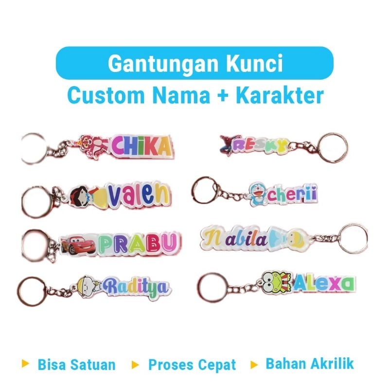 Jual GANCI NAMA WARNA WARNI KARAKTER, KEYCHAIN NAME SERIES, GANTUNGAN ...