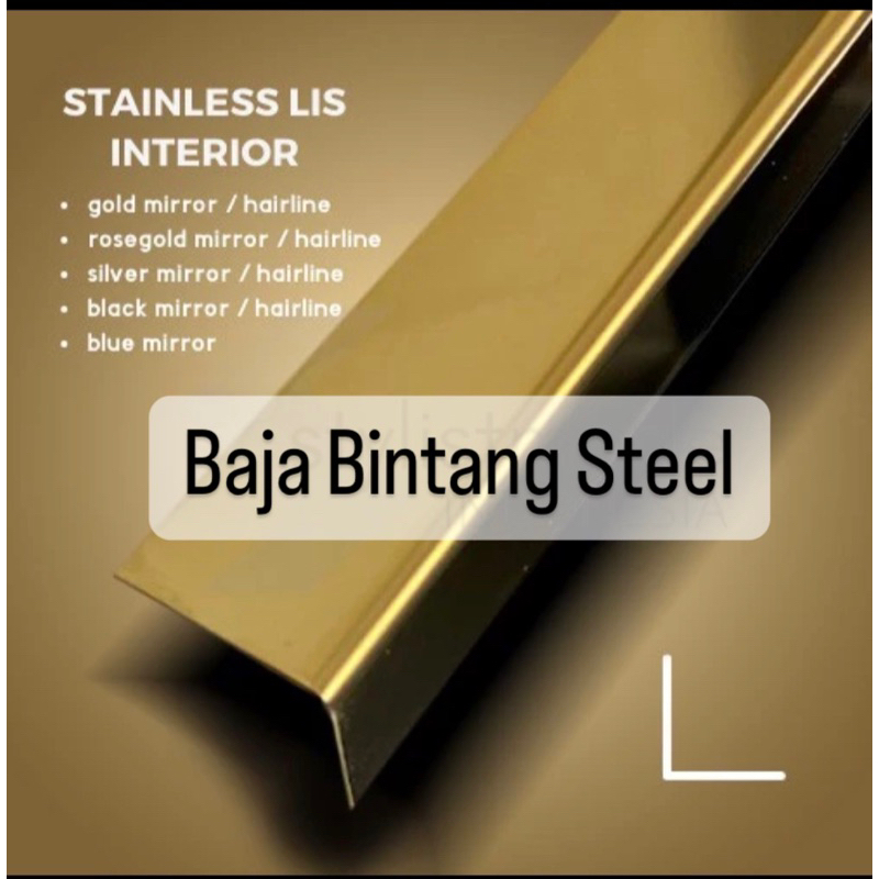 Jual LIST SIKU MIRROR GOLD 10X10MM T:0.8MM P:3.050MM STAINLESS STEEL ...