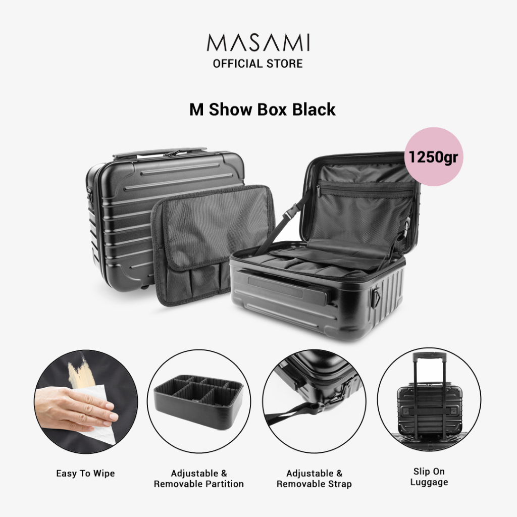 Jual Masami M Show Box Black Makeup Bag MUA Tas Make Up Beauty Case MUA ...