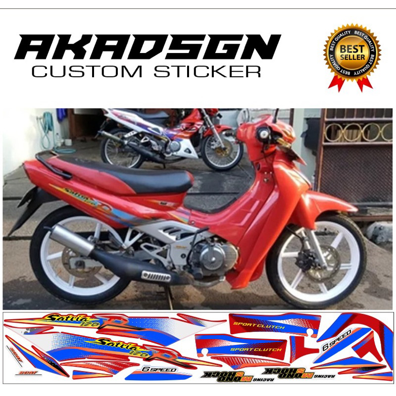 Jual sticker striping Suzuki Satria R 120 1999 merah lumba laminasi ...