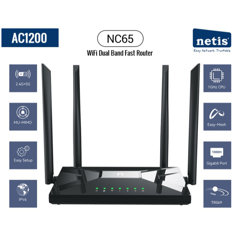 Jual NETIS NC65 AC1200 Wireless Dual Band Gigabit Router | Shopee Indonesia