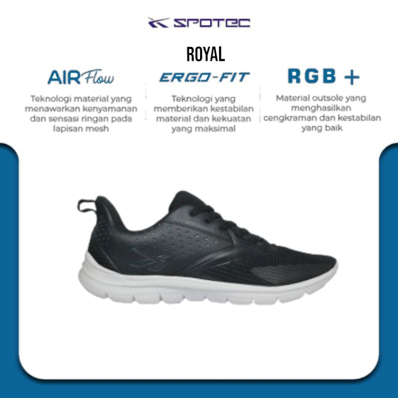 Jual SPOTEC Sepatu STUDENT/RUNNING Artikel ROYAL hitam/putih | Original ...