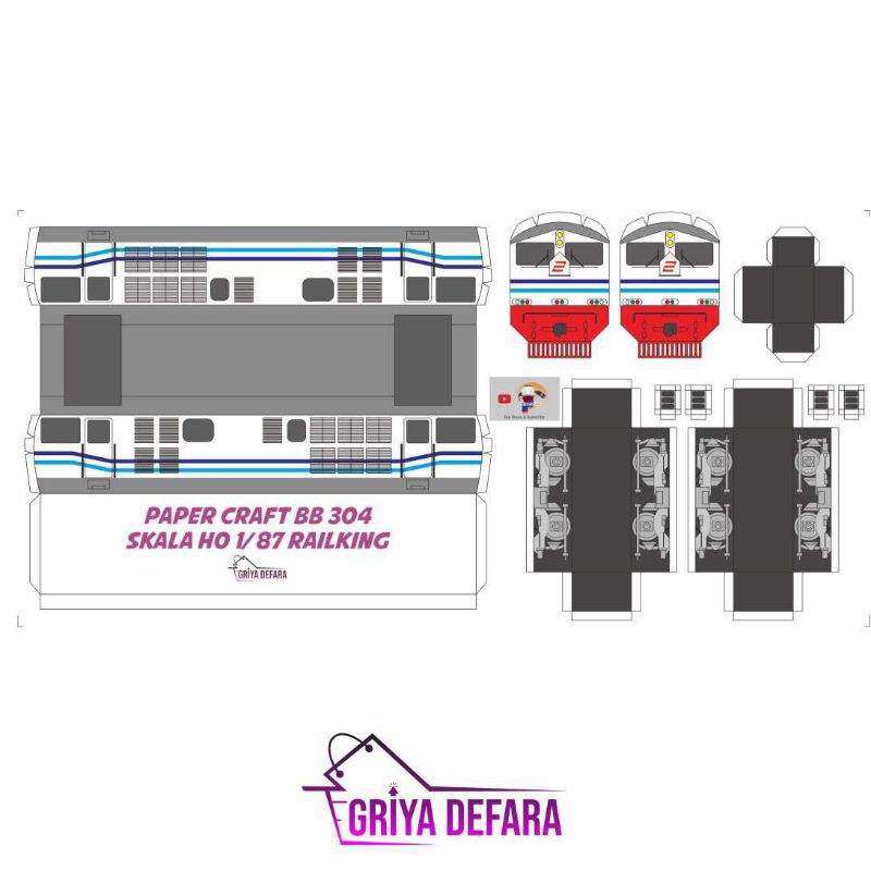 Jual GRIYADEFARA PAPERCRAFT LOKOMOTIF BB 304 BB304 SKALA HO 1/87 1:87 ...