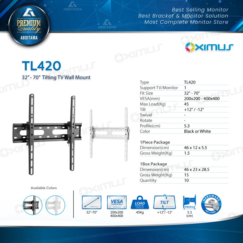 Jual OXIMUS TL420 Bracket TV Wall Mount 32" - 70" Tilt Bracket Dinding ...