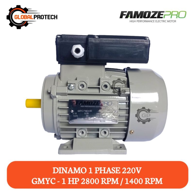 Jual Dinamo 1 Phase 1 HP 1400 RPM / 2800 RPM FamozePro Tipe GMYC 220V Body Besar Elektro Motor ...