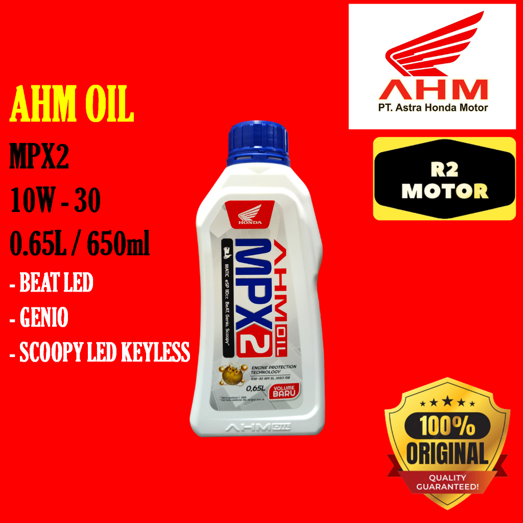 Jual OLI MESIN MOTOR MATIC HONDA AHM MPX2 10W 30 SLMB 0.65L 650ML BEAT ...