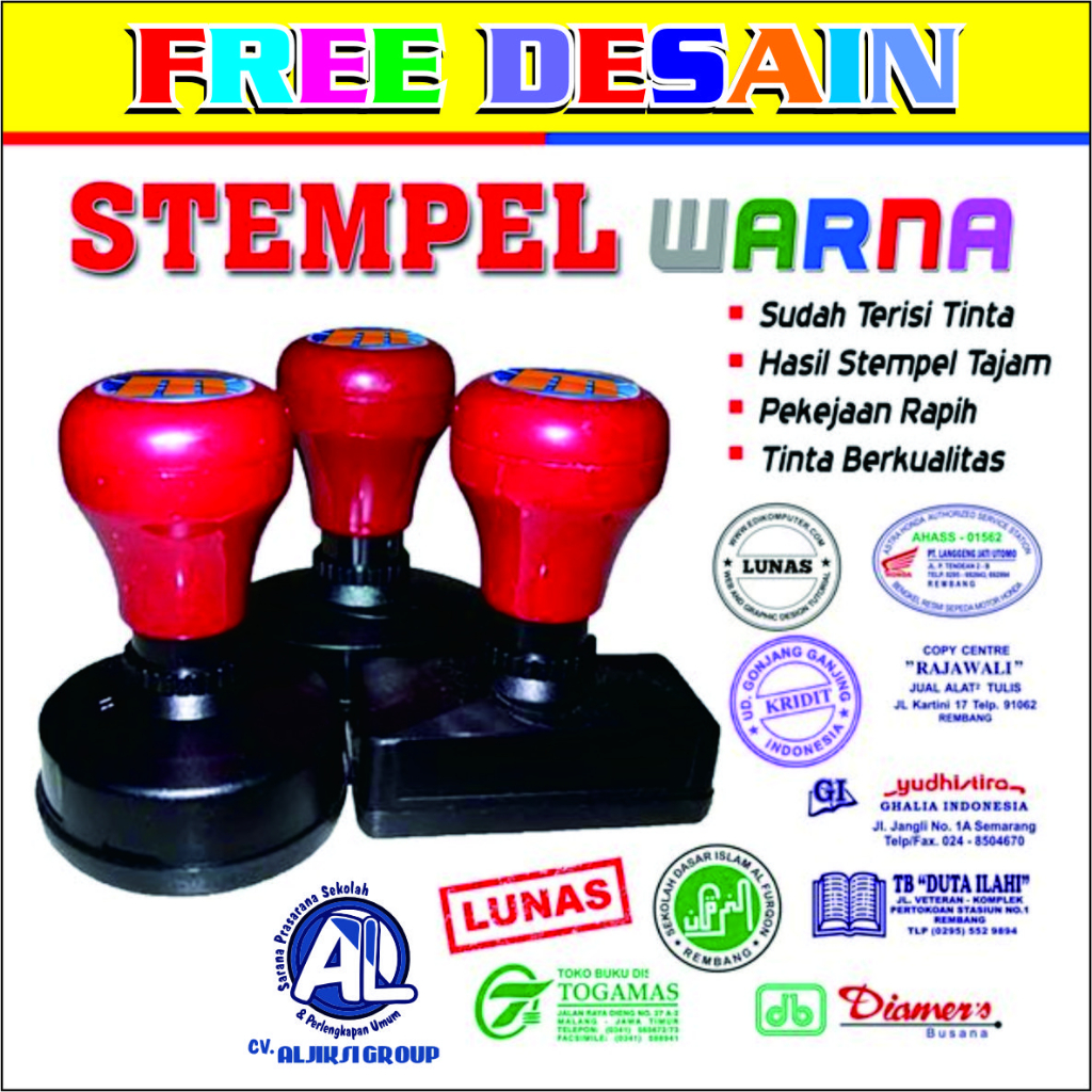 Jual Stempel sekolah / Toko / Lunas / Mesjid Custom Free Design Otomatis Tinta | Shopee Indonesia