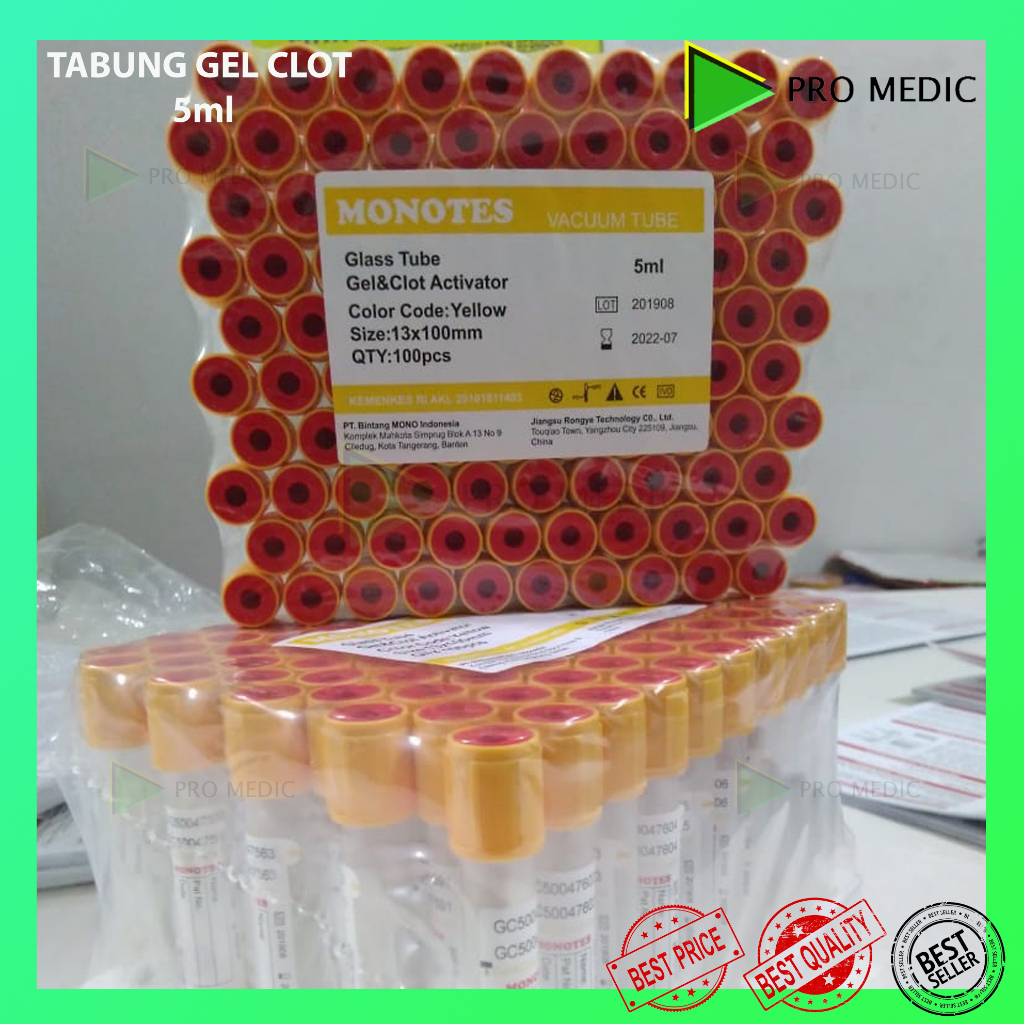 Jual Tabung Vacutainer Gel Clot Activator 5ml Kaca MONOTES | Vacuum ...