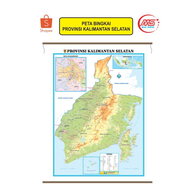 Jual Peta Bingkai Provinsi Kalimantan Selatan Ukuran Sedang | Shopee ...