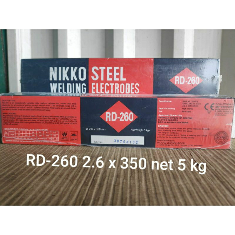 Jual kawat las RD260 2.6mmx350mm kemasan 5kg NIKKO STEEL | Shopee Indonesia