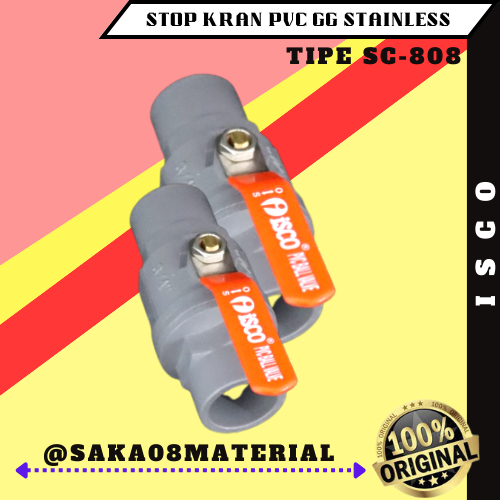 Jual ISCO STOP KRAN AIR PVC GAGANG STAINLESS 1/2, 3/4, 1 IN BALL VALVE ...