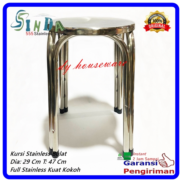 Jual Kursi Stainless Steel Bulat Tinggi 47 Cm Kursi Bakso Bangku Taman ...