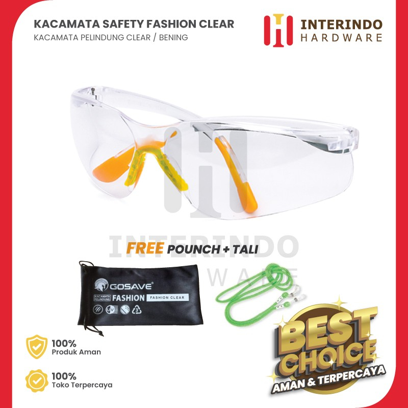 Jual Kacamata Safety Fashion Gaya Gerinda Google Bening Clear Gosave ...