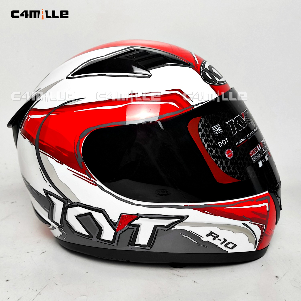 Jual HELM KYT R10 #6 WHITE RED FULL FACE | Shopee Indonesia