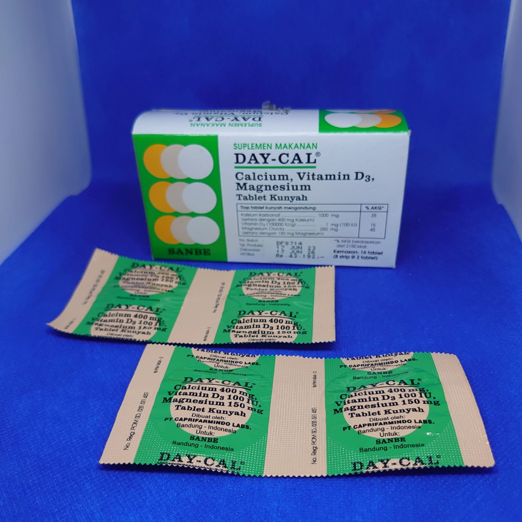 Jual Day Cal suplemen kalsium & vitamin d3 100 iu strip isi 2 tablet ...