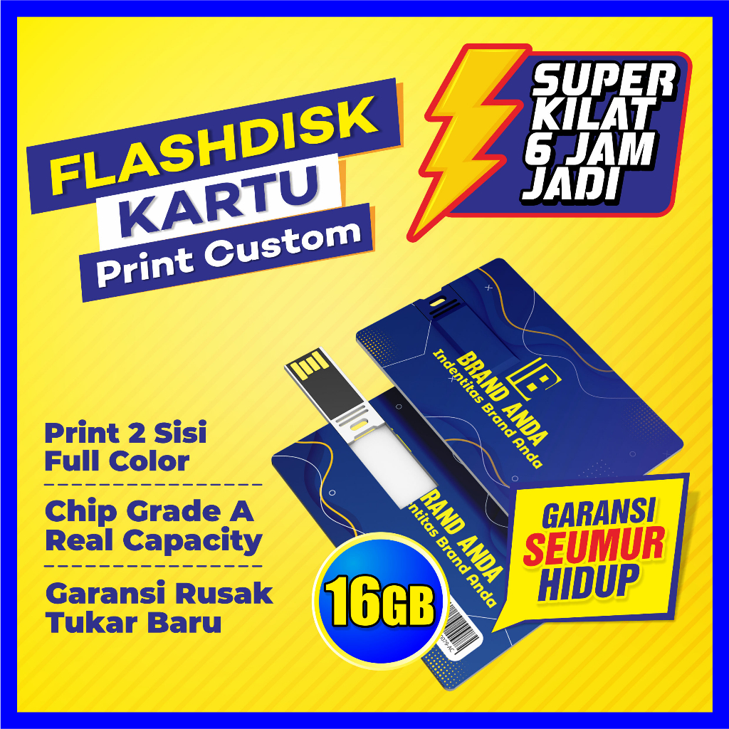 Jual Flashdisk Kartu Custom Satuan16GB Flash Disk Kartu 16GB Flashdisk ...