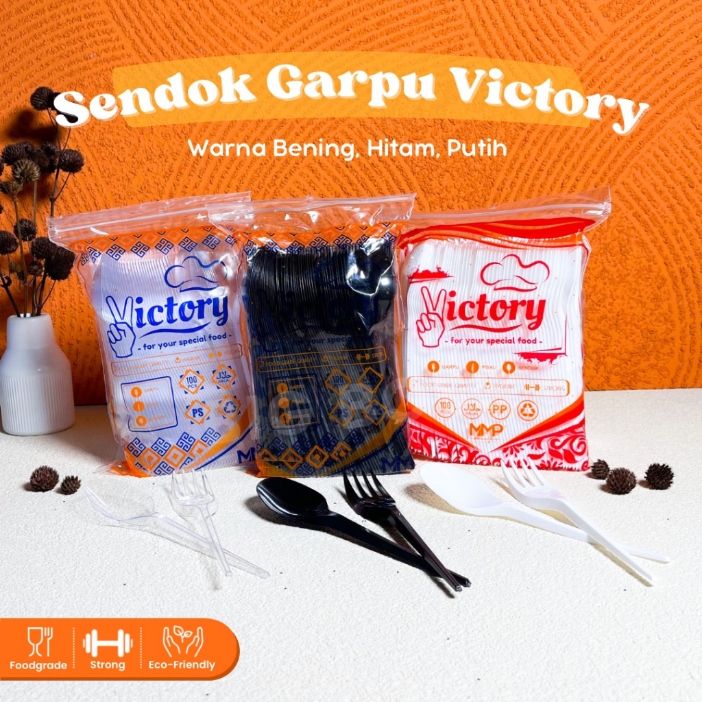 Jual [100PCS] Sendok Garpu Makan Victory Food Grade / Sendok Garpu ...