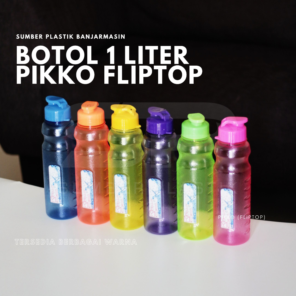 Jual Botol Minum Pikko 1 Liter Fliptop Plastik Warna (Satuan) | Shopee ...
