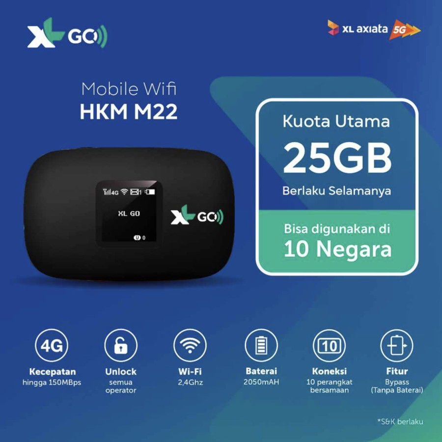 Jual XL GO IZI - HKM M22 M21 (25GB) Modem Wifi mifi 4G 5G Unlock All ...