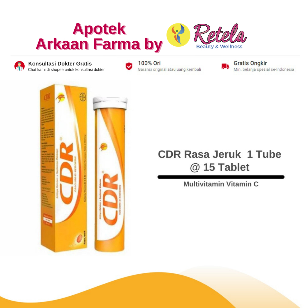 Jual CDR Effervescent Rasa Jeruk 1 Tube @ 15 Tablet / Multivitamin ...