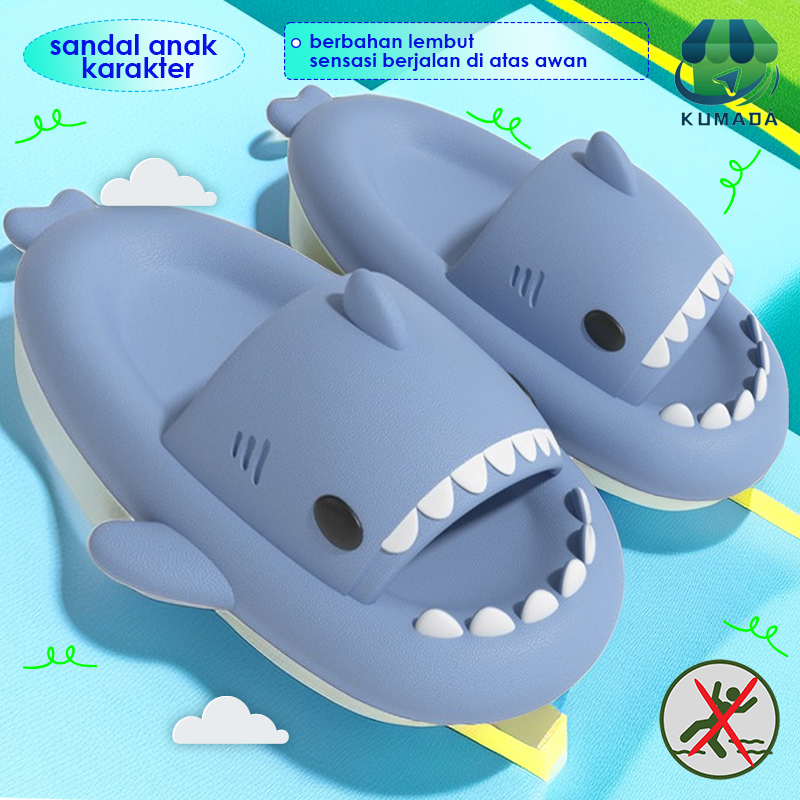Jual Sendal Karet Karakter Hiu Anak Laki Laki Sendal Lucu Sandal Slop ...