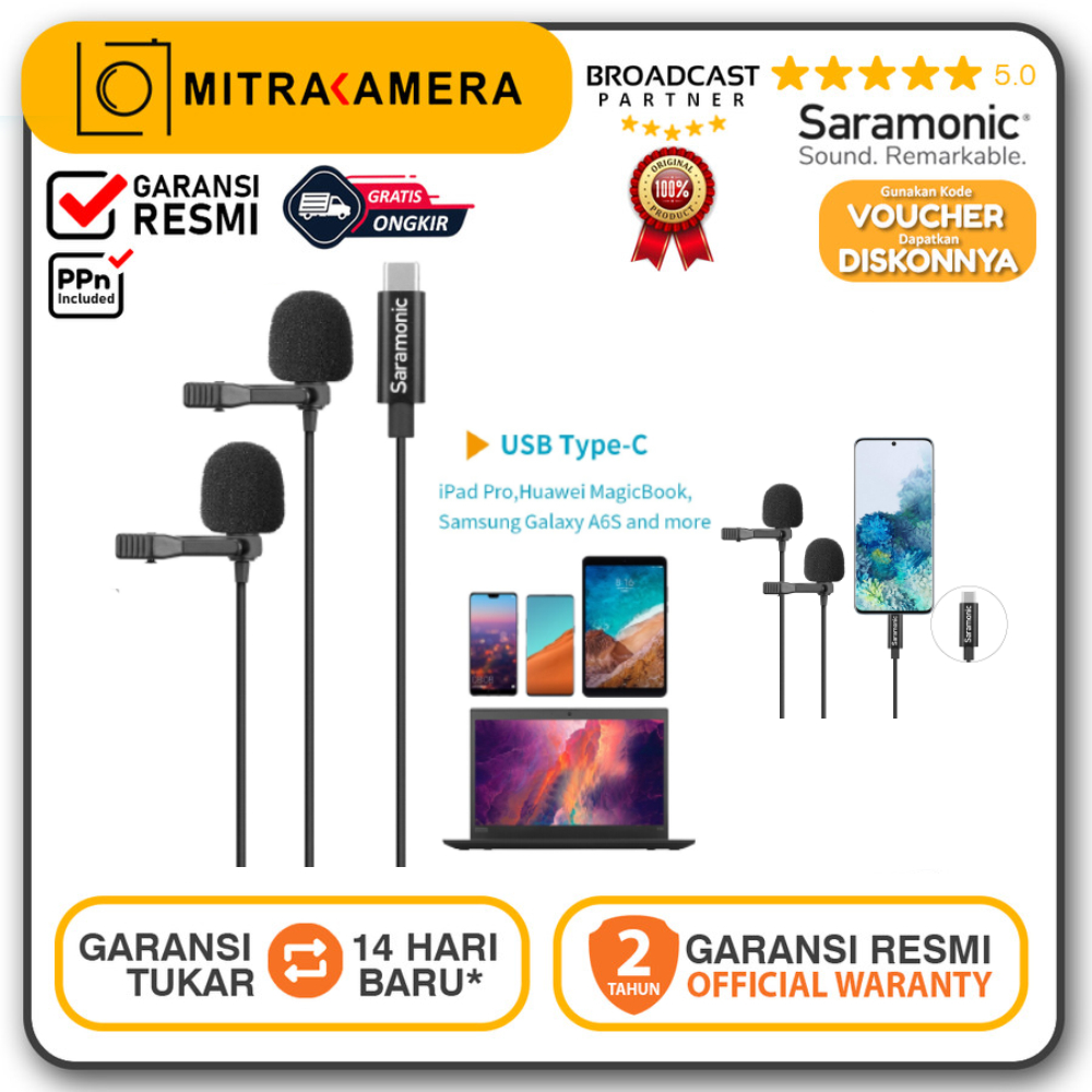 Jual Saramonic LavMicro U3C Dual Omnidirectional Lavalier Microphone | Shopee Indonesia