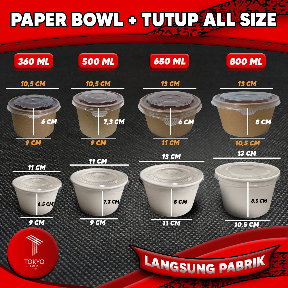 Jual PAPER BOWL + TUTUP ALL SIZE / MANGKOK KERTAS / PAPER RICE BOWL ...