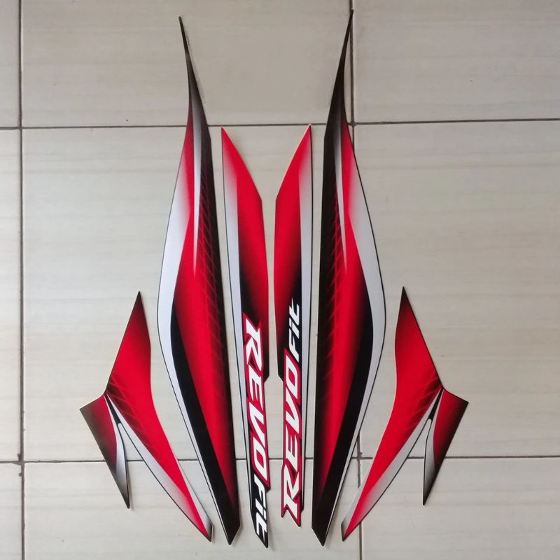 Jual Stiker Striping Motor Revo Fit 2011 HITAM MERAH Sticker Lis Body ...