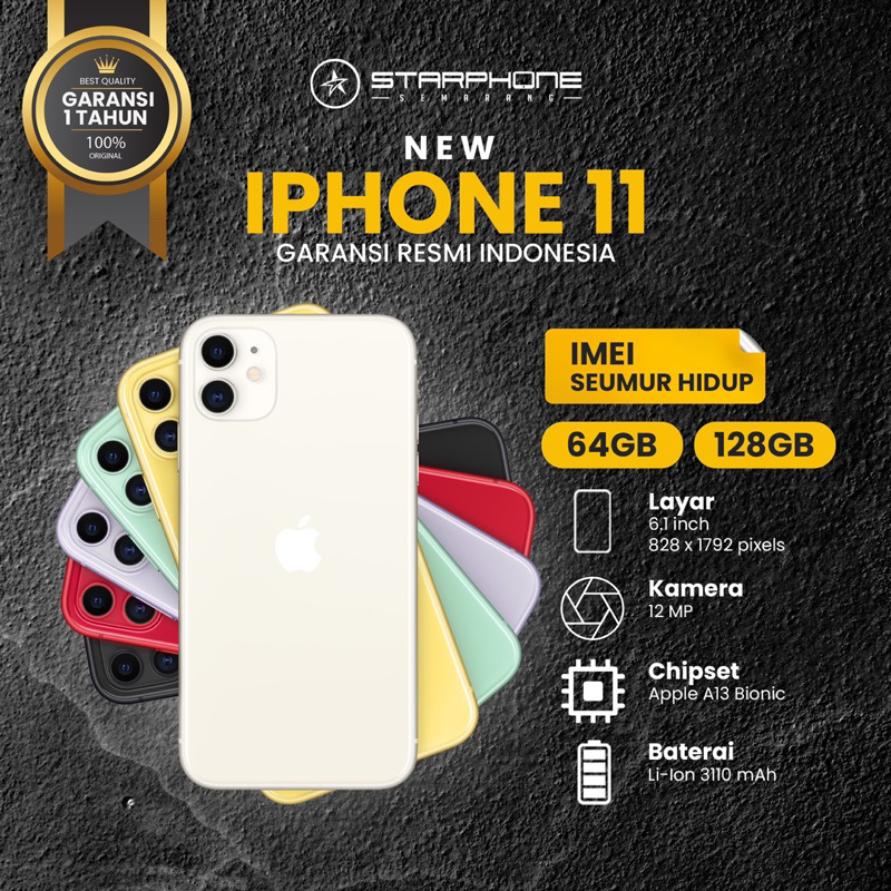 Jual iPhone 11 64 GB 128 GB - Black / White - New Garansi Resmi Indonesia | Shopee Indonesia