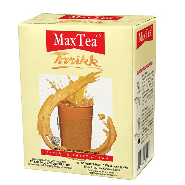 Jual Teh Tarik MaxTea Tarikk box 5 x 25 g / MaxTea Tarik Sachet 5 x 25g ...