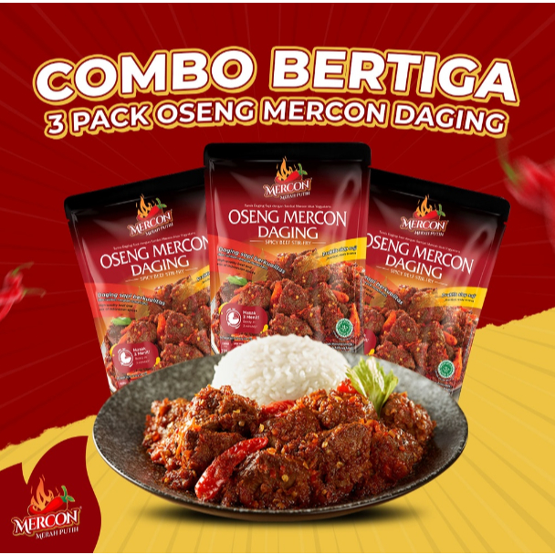 Jual Mercon Merah Putih - Oseng Mercon Daging Paket isi 3 pack 150 gr ...