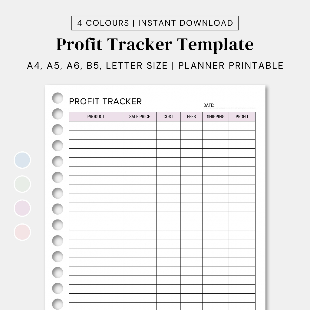 Jual Profit Tracker Template Planner Printable | Kertas Ukuran A4 A5 A6 ...