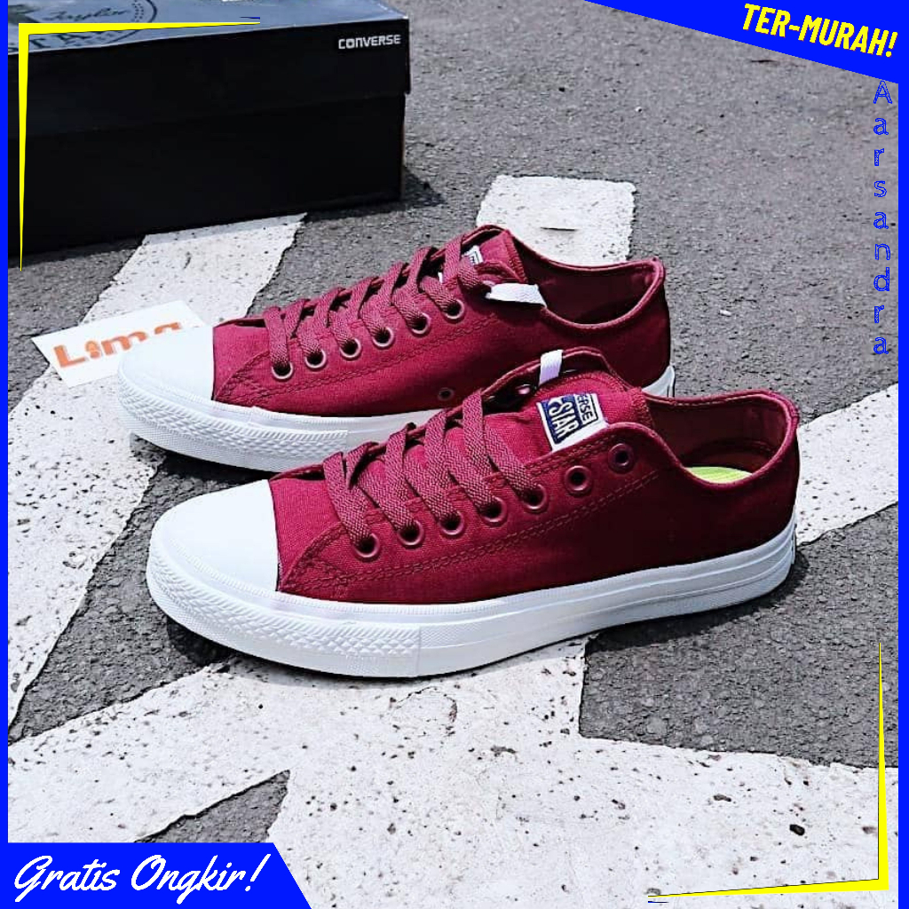 Jual Sepatu Converse Maroon Chuck Taylor All Star Sneakers Pria Wanita ...