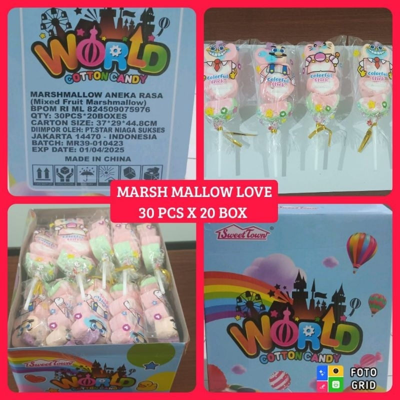Jual Permen Cemilan Snack Marshmallow Kapas Tusuk Sate Love Cinta Hati ...