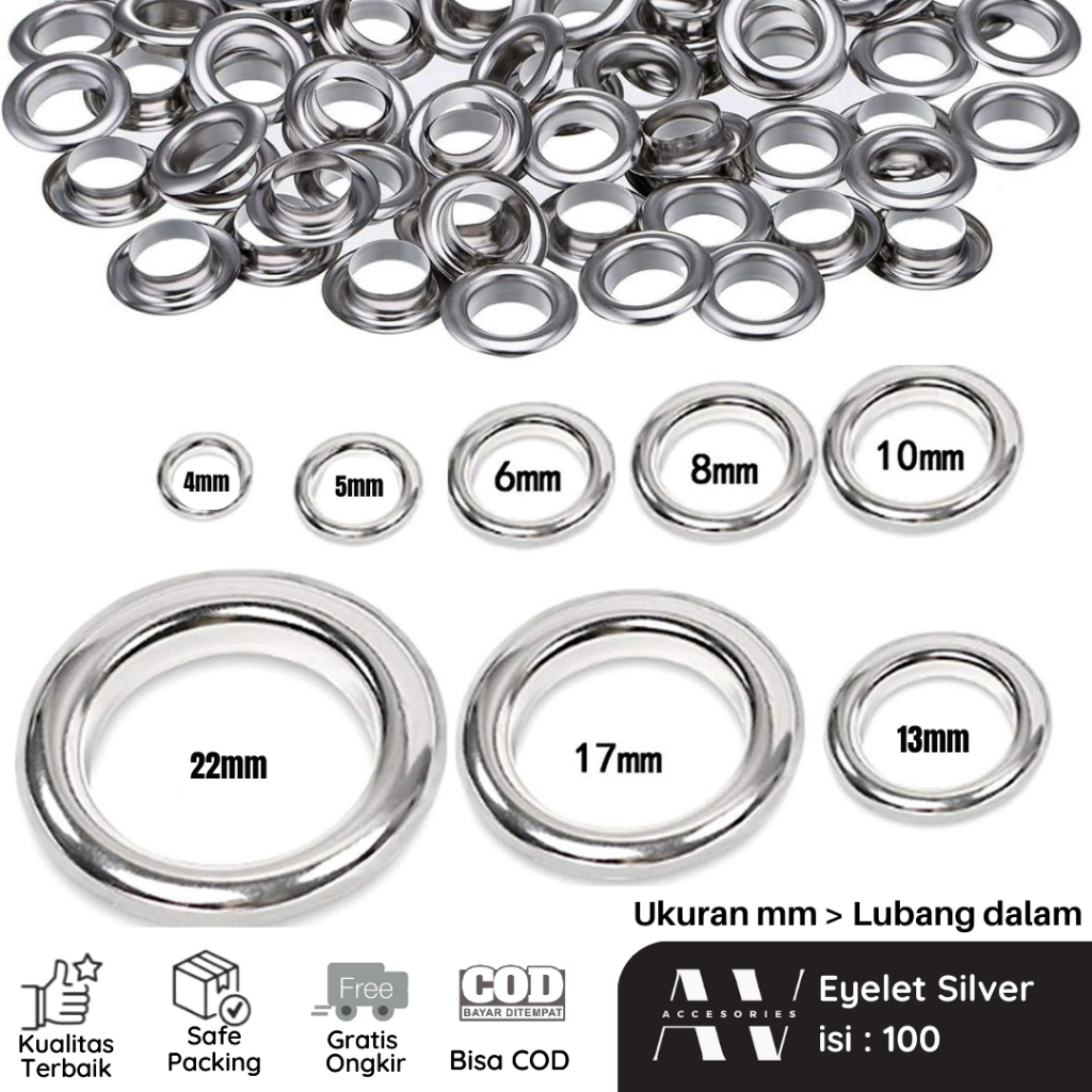Jual AVACC Mata Ayam Isi 100 Itik Ring Silver Nikel Spanduk Ecer Eyelet ...